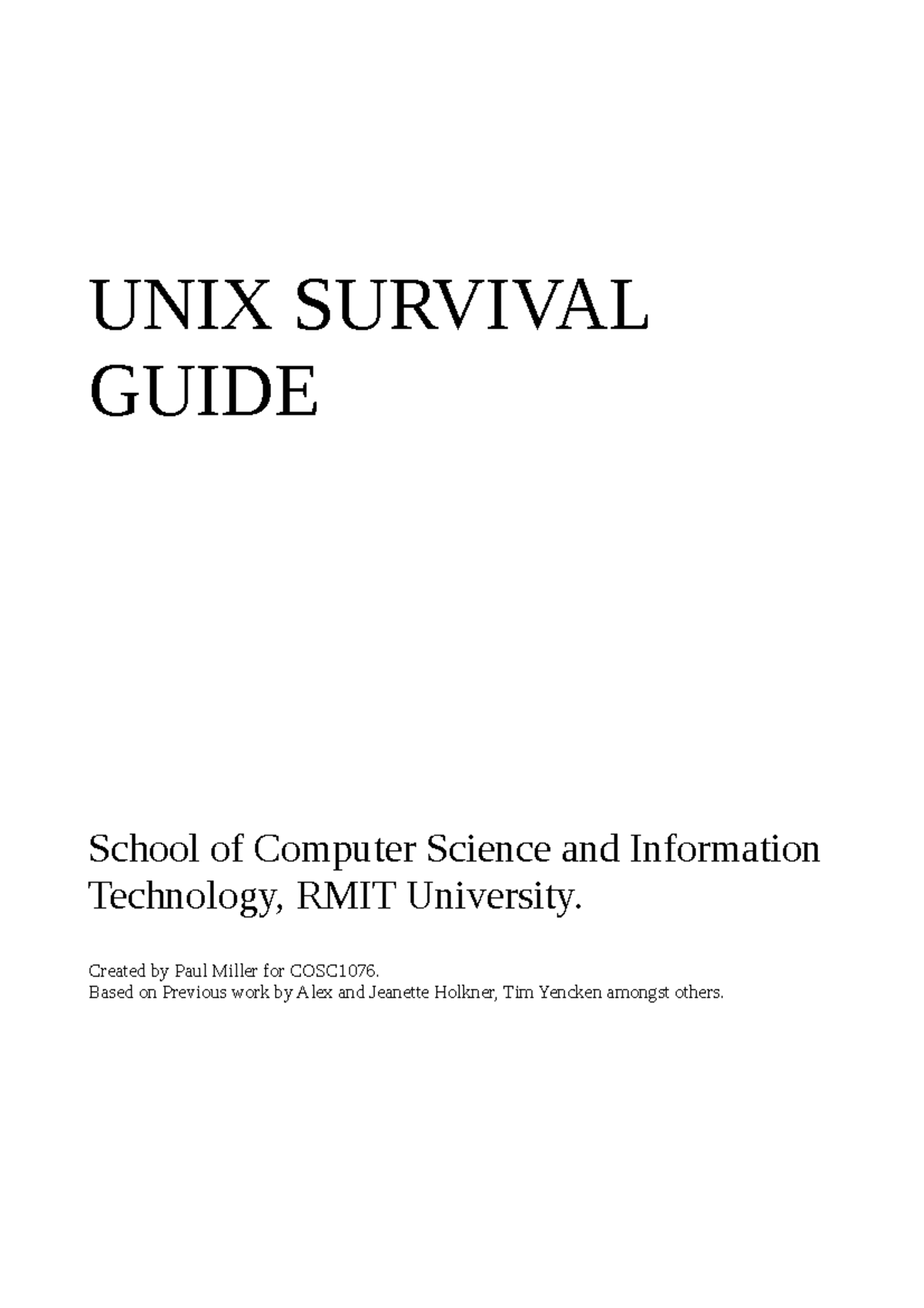 Csit Unix Server Guide By Paul Miller Unix Survival Guide School Of