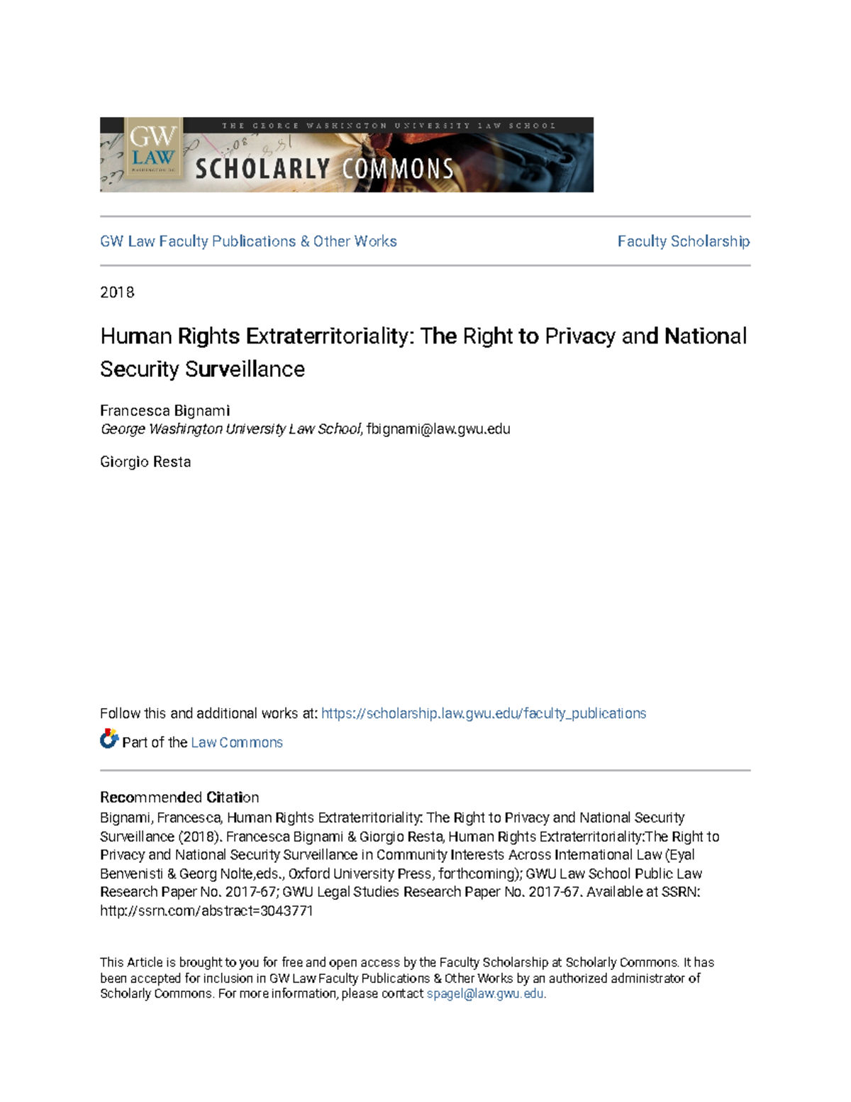 Human Rights Extraterritoriality The Right to Privacy and Nation - GW ...