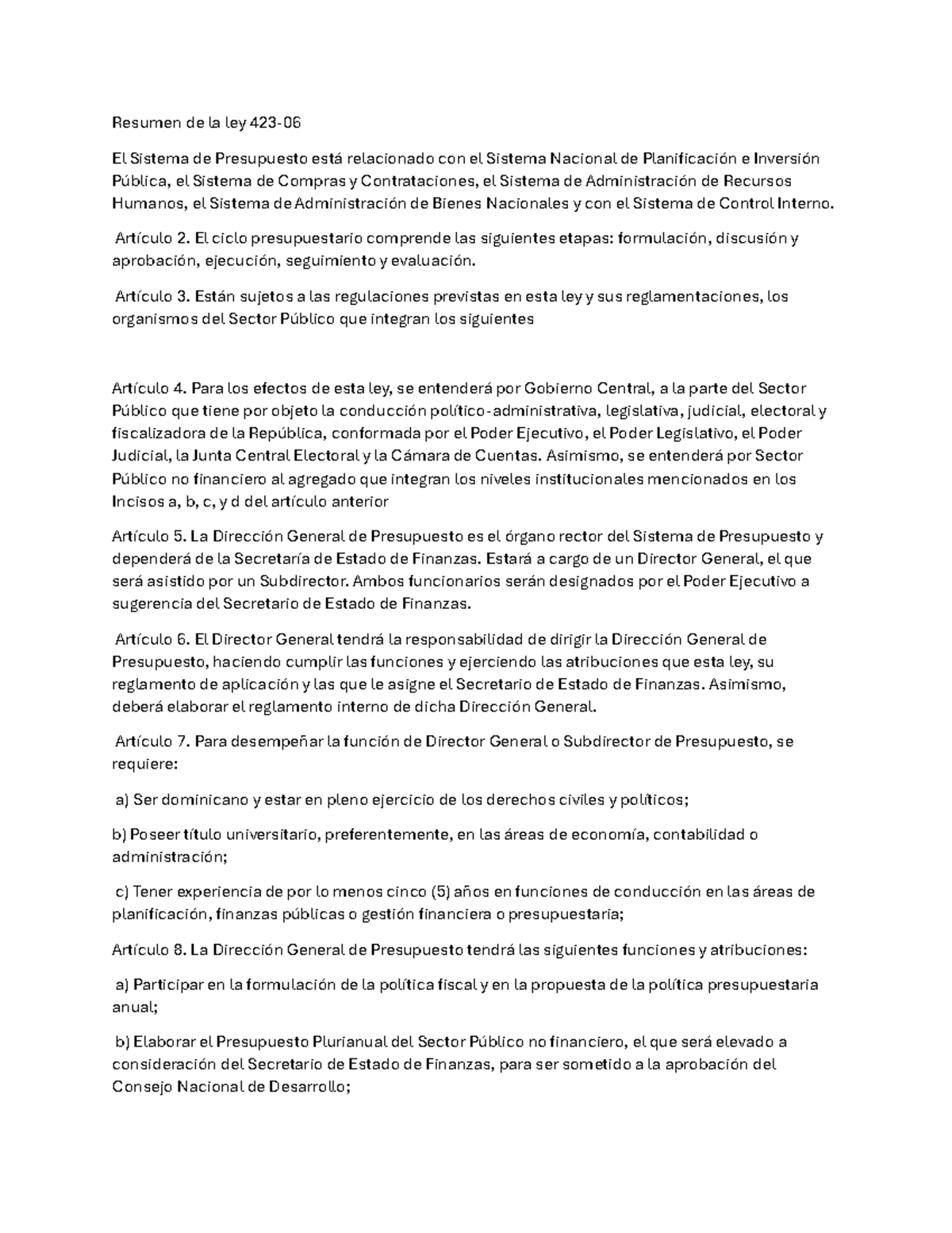 Resumen de la ley 423 - Resumen de la ley 423 - 06 El Sistema de ...