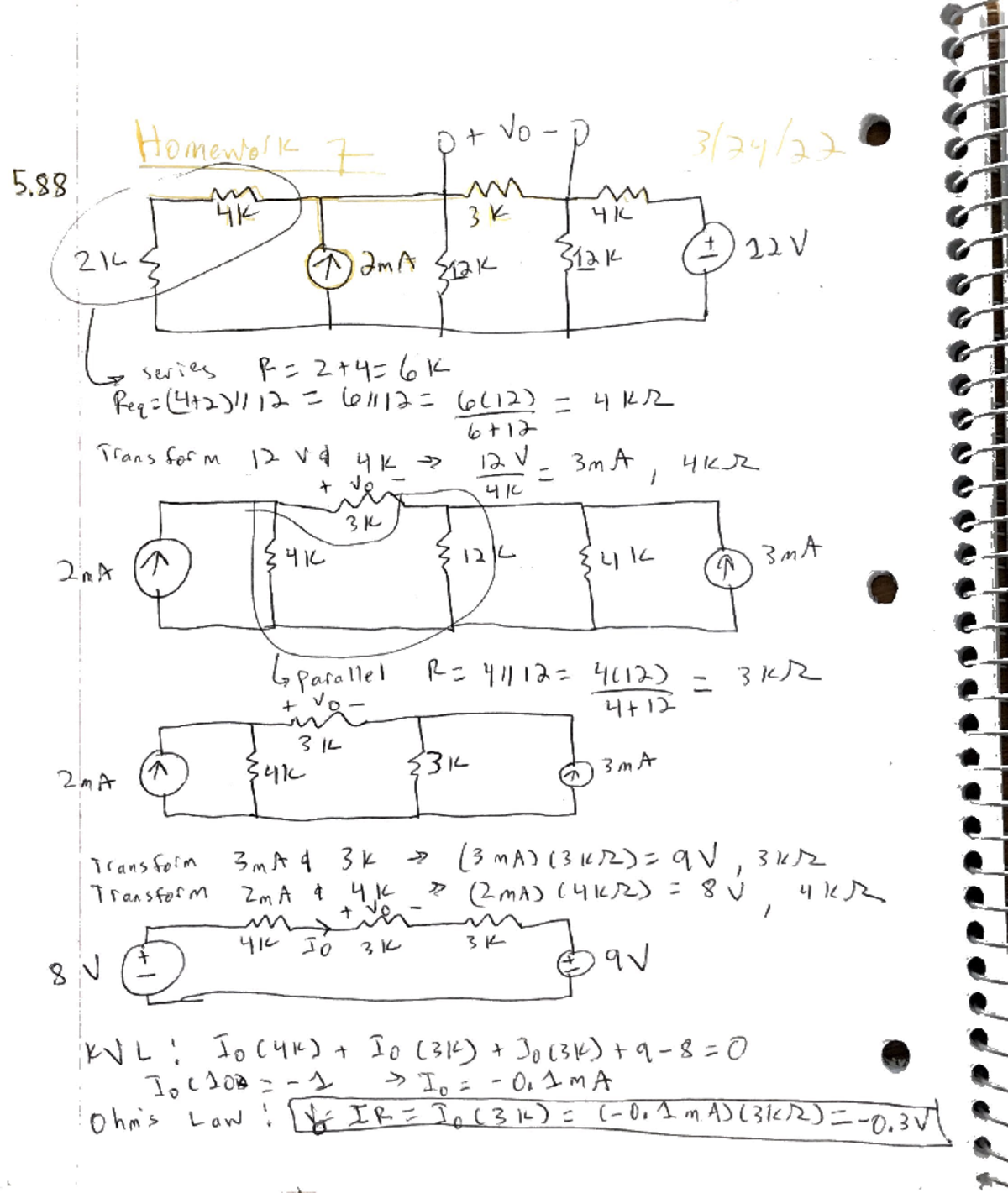 Circuits Hw7 - Homework from the 7th week of clas - ENGR 219 - Studocu