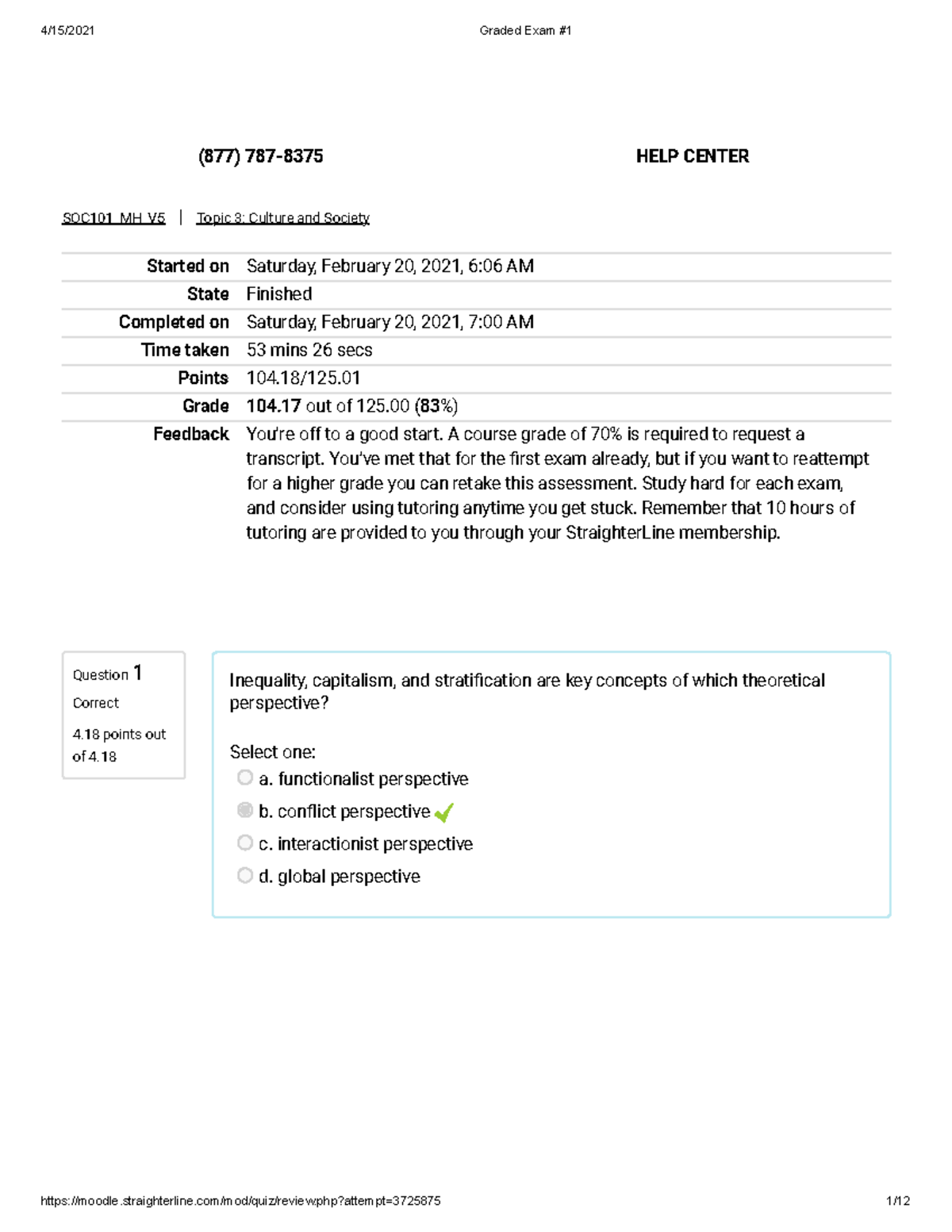 Soc Graded Exam #1-4 - Assignment material - SOC101_MH_V5 | Topic 3 ...