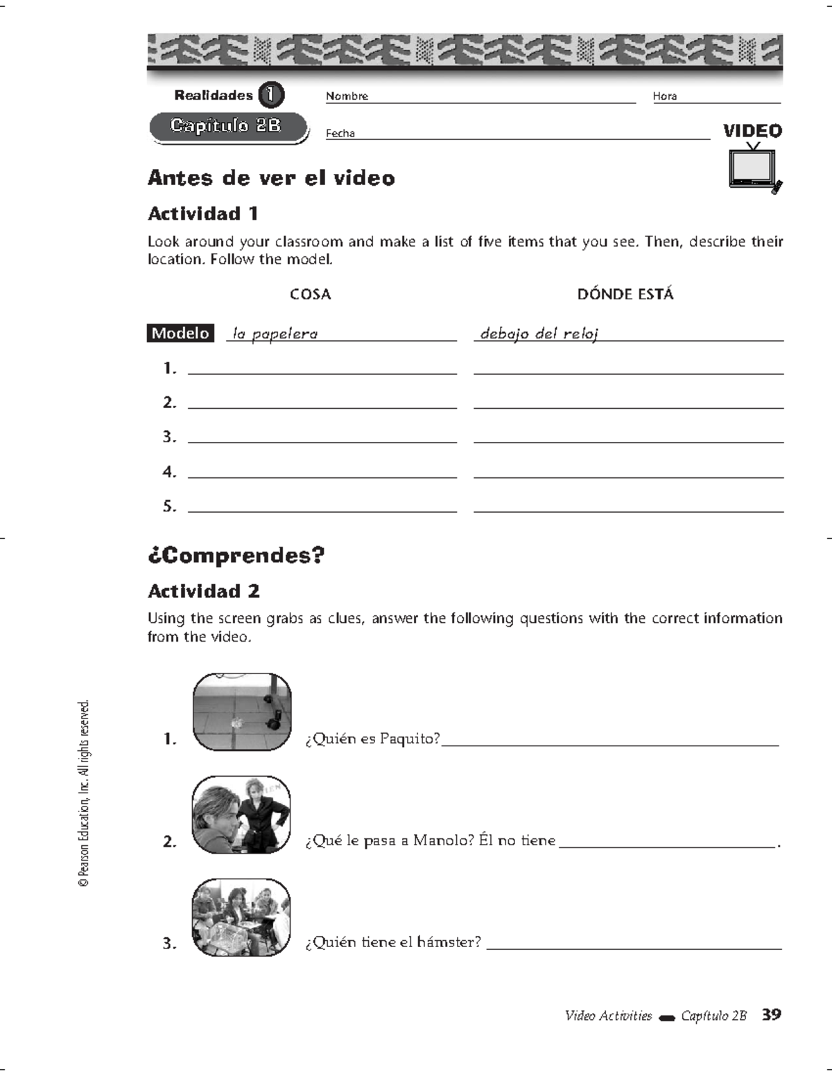 I 2B WAVA Practice WB - © Pearson Education, Inc. All rights reserved ...