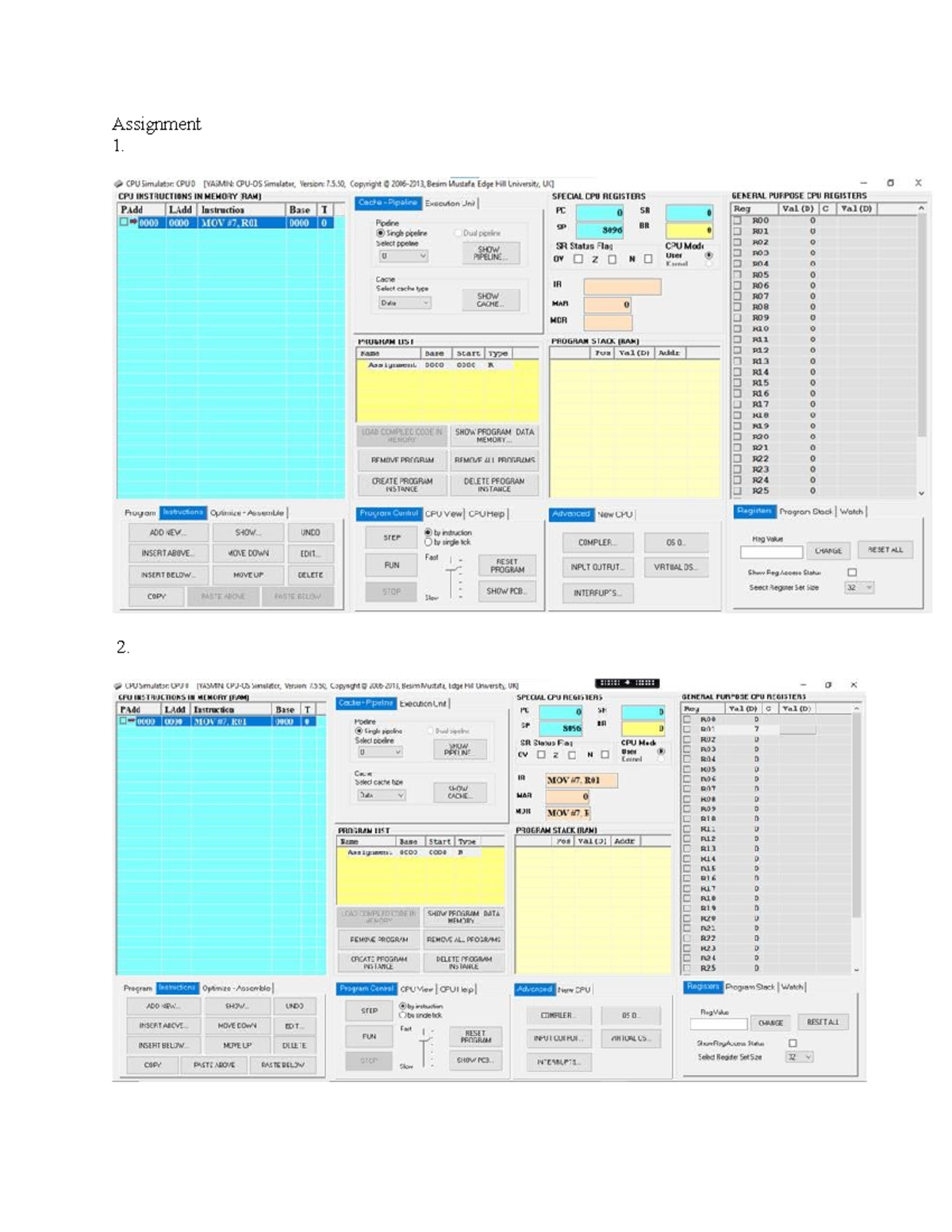 CAO Assignment May 2 - Assignment 1. 2. 3. 4. 8. Assigment- 1. 2. 5. Now make a note of the ...