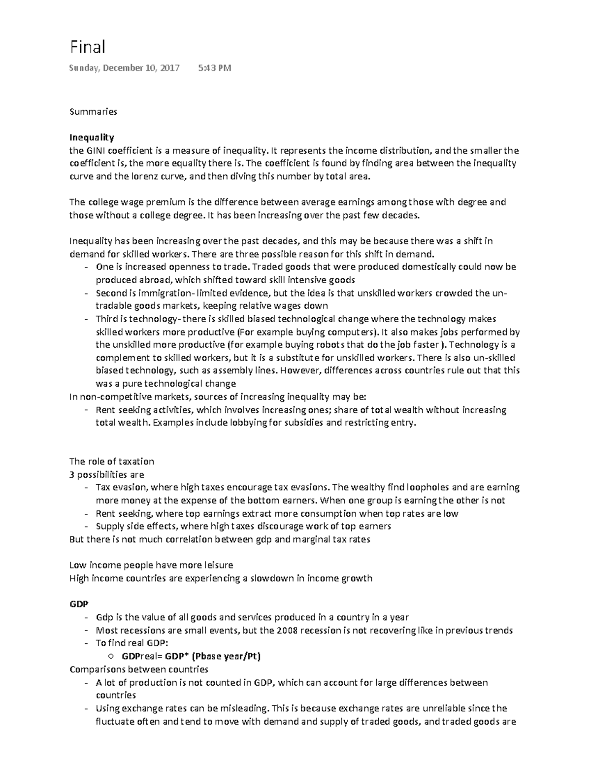 Review for Final - Warning: TT: undefined function: 32 ^ƵŵŵĂƌŝĞƐ /ŶĞƋƵĂůŝƚLJ - Studocu