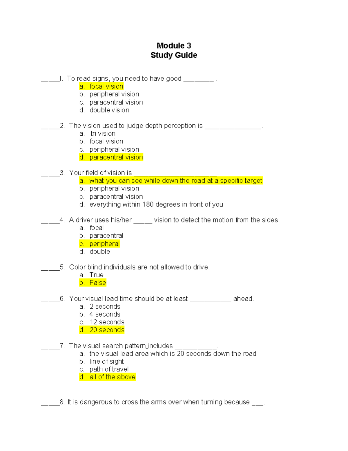 Utz Canvas Module 3 Study Guide - Module 3 Study Guide _____l. To read ...