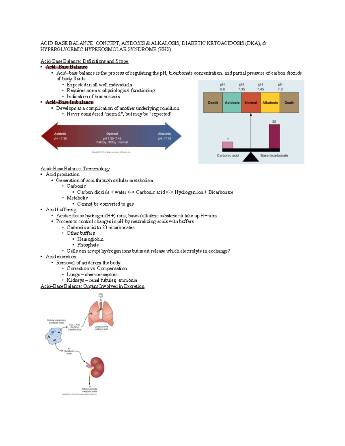 Week 6 Lecture notes- Acid Base balance - ACID-BASE BALANCE: CONCEPT ...