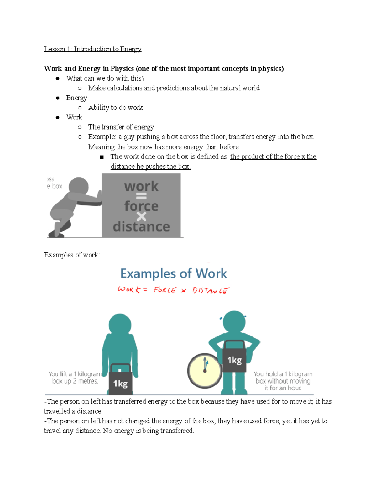 PHYS273 Lesson 1 - Lesson 1: Introduction to Energy Work and Energy in ...