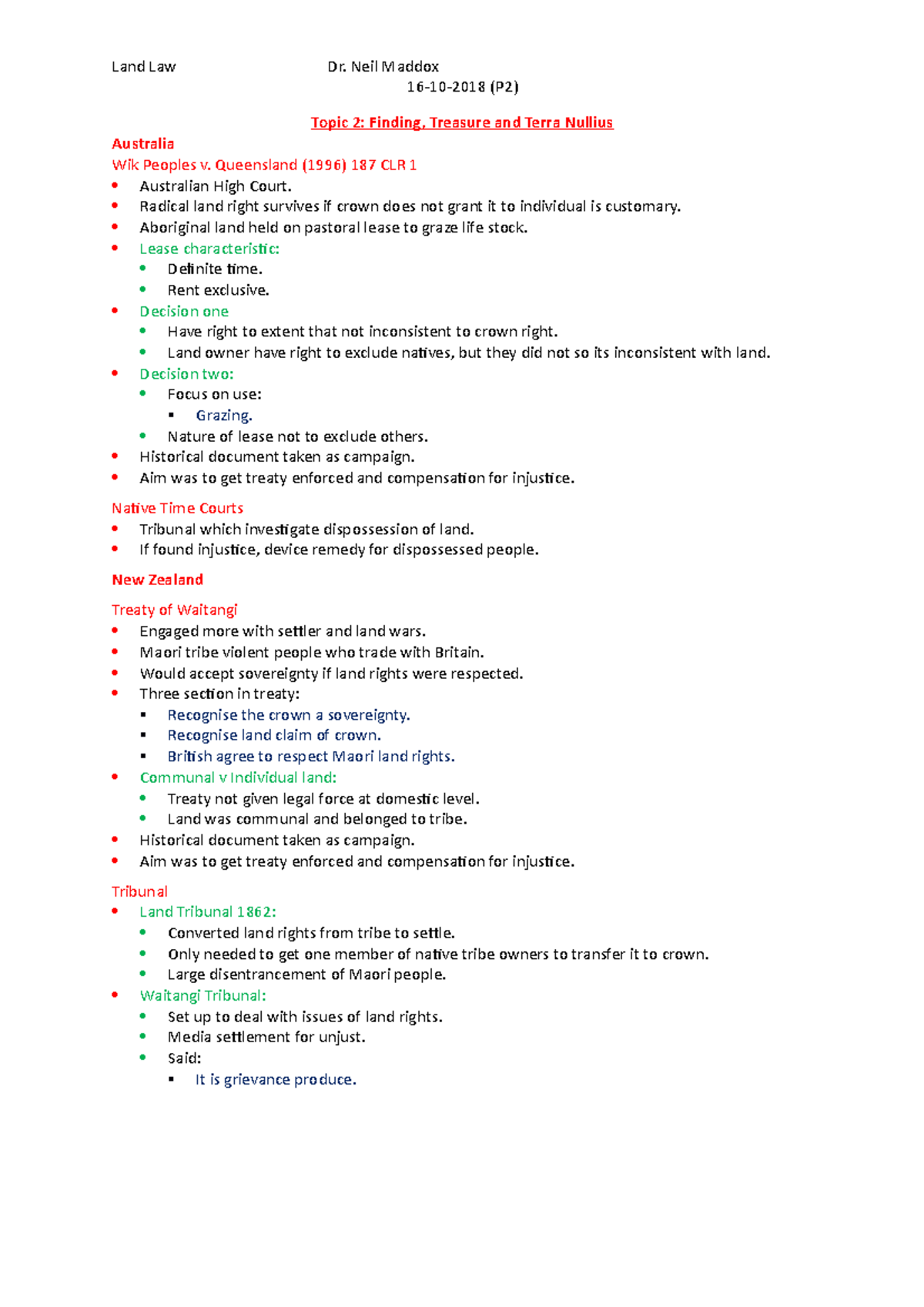 Lecture 8- 16-10-2018 (P2) - Land Law Dr. Neil Maddox 16-10-2018 (P2 ...