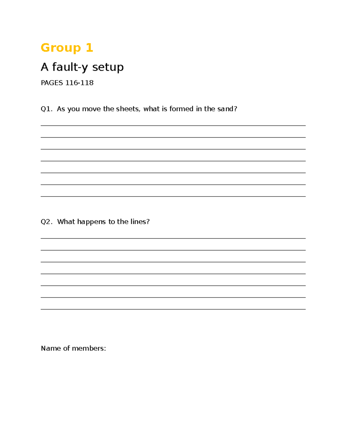 Activity 1 TO 5 - supplemental activities - Group 1 A fault-y setup ...