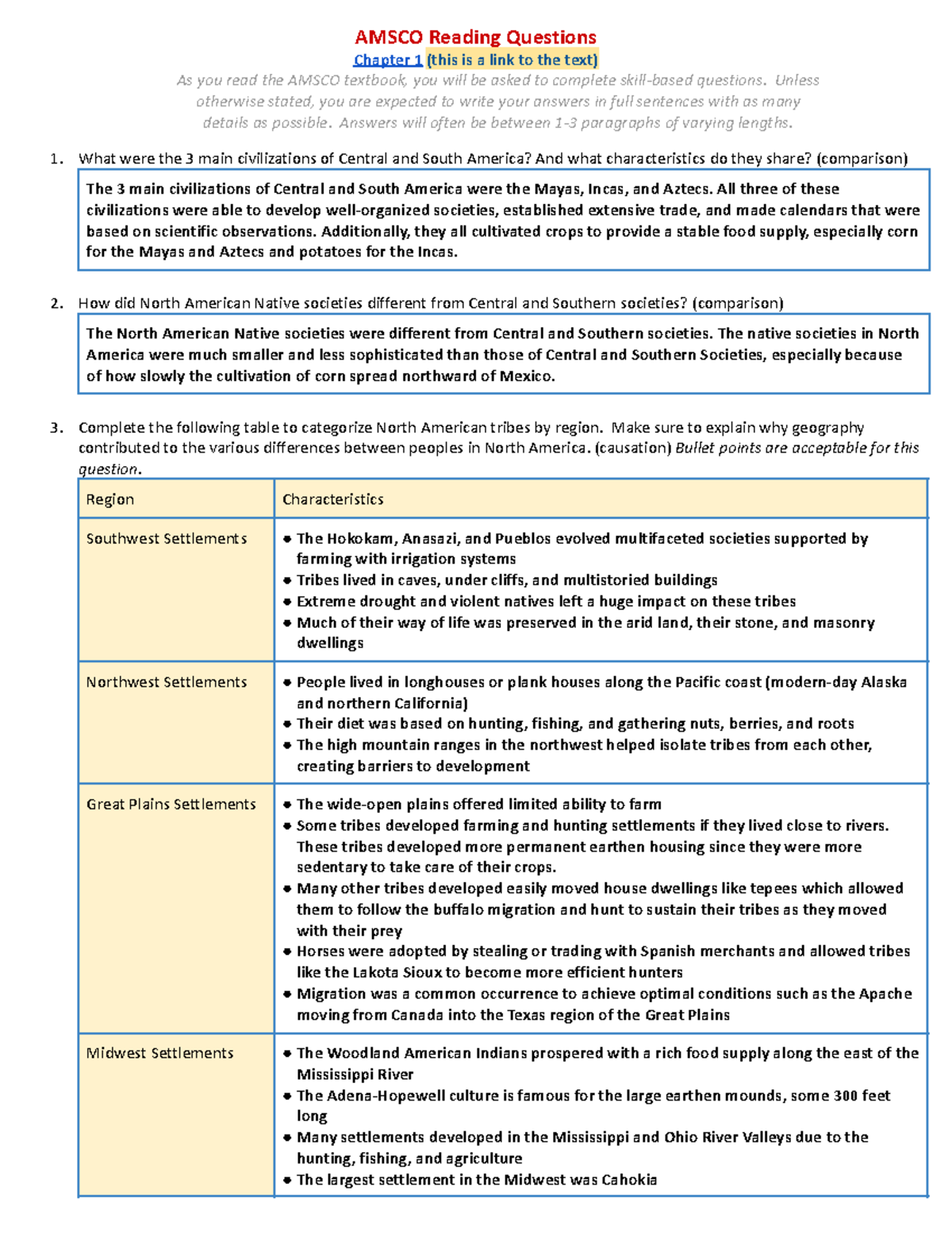 Amsco Reading Questions Chapter 1 - AMSCO Reading Questions Chapter 1 ...