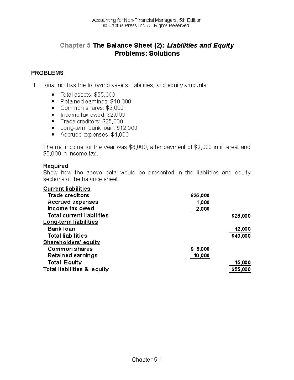 Ch 5 solutions for students - © Captus Press Inc. All Rights Reserved ...