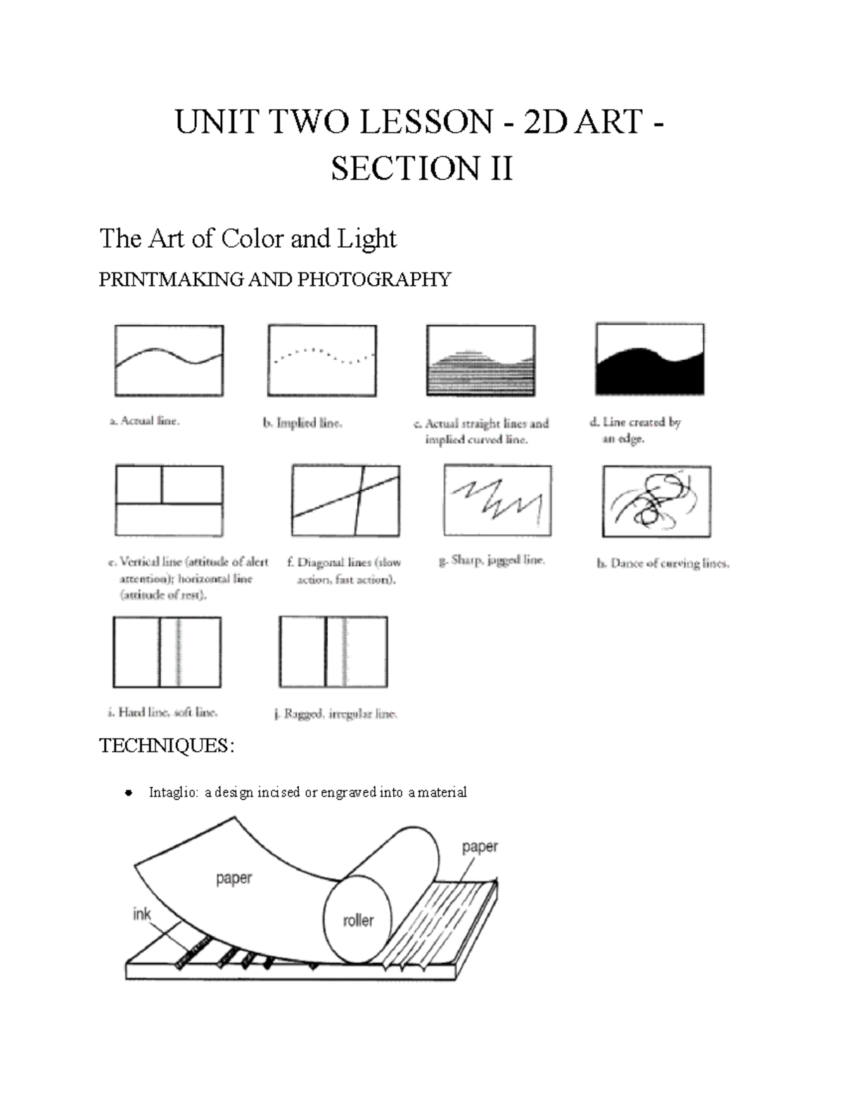 UNIT TWO Lesson - 2D ART - Section II - UNIT TWO LESSON - 2D ART ...