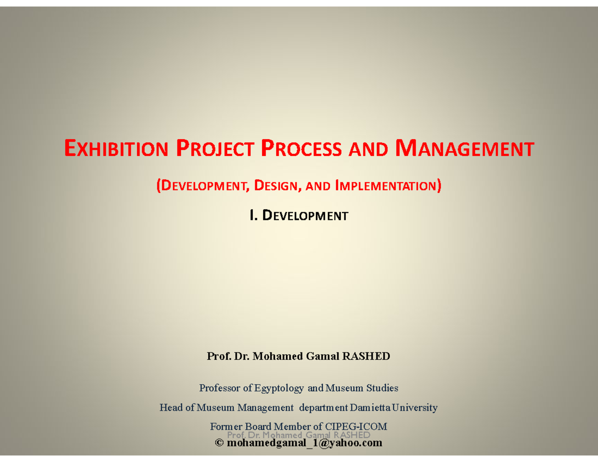 Exhibition Project Process and Management I Development Phase ...