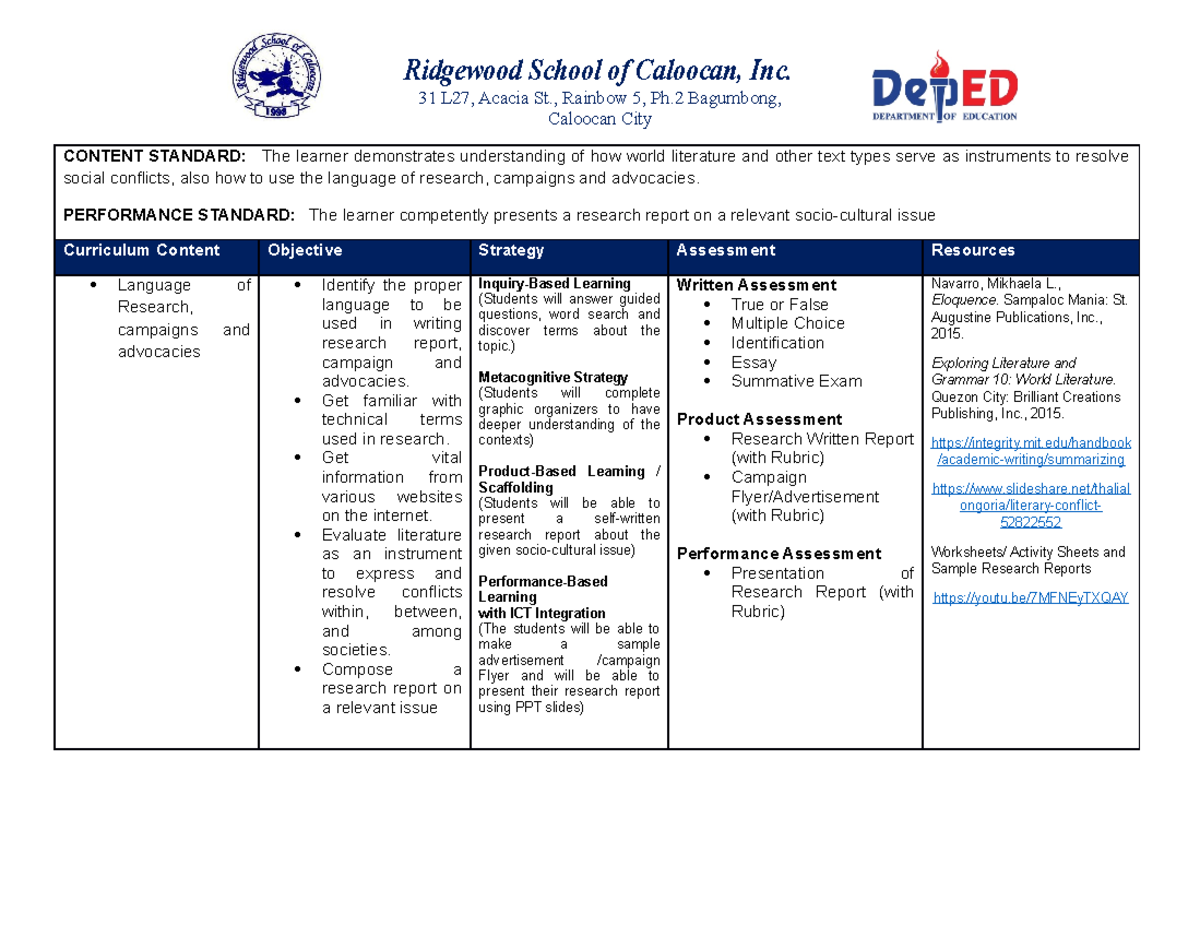 Sample-UDLP-in- English-10 for ICCd students - Ridgewood School of ...