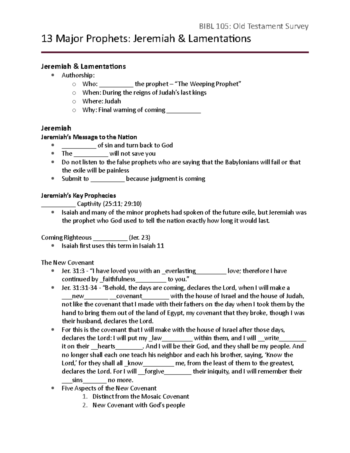 OT Notes 13(p2) - BIBL 105: Old Testament Survey 13 Major Prophets ...