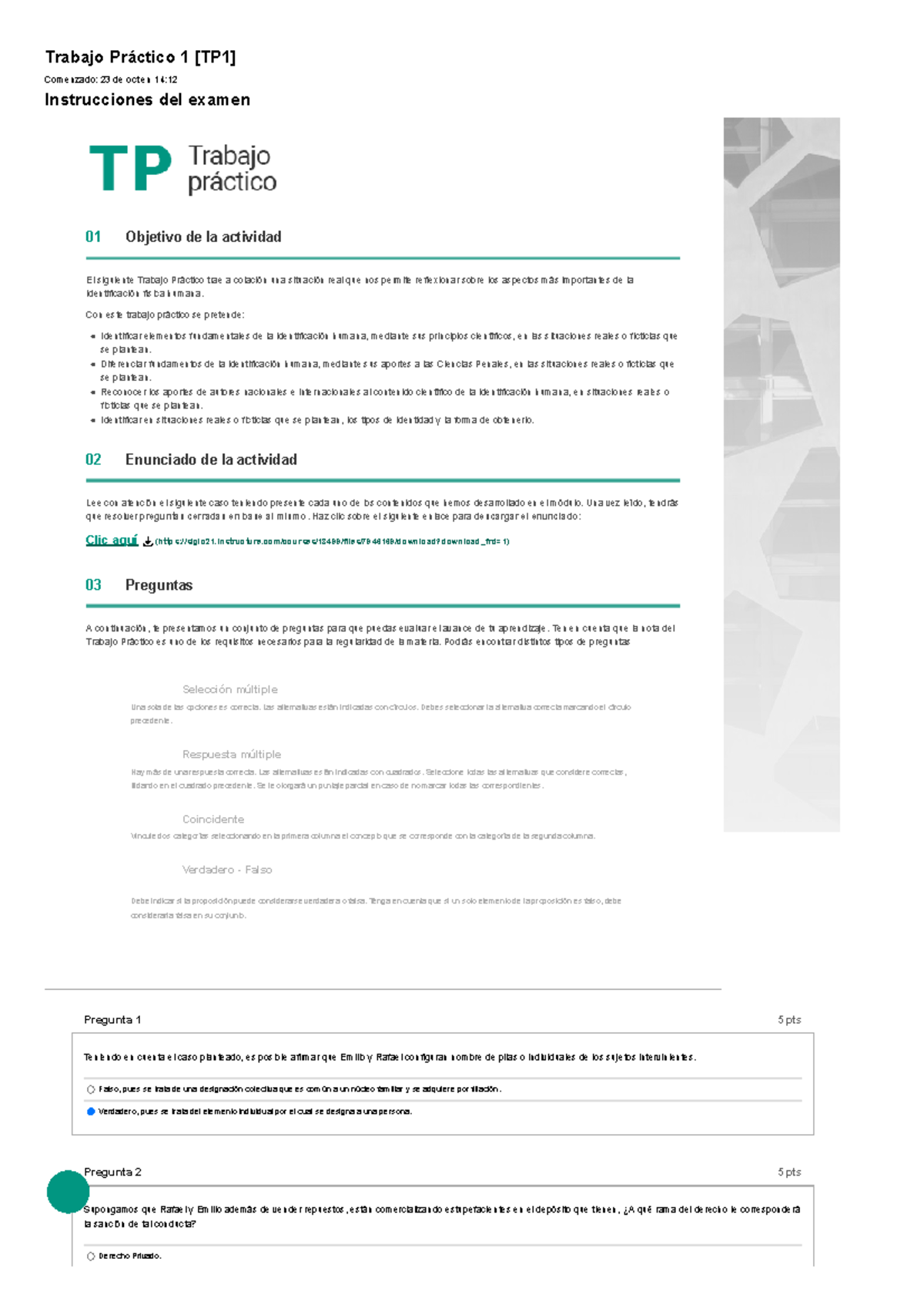 Examen Trabajo Práctico 1 [TP1] - 95% - Marco legal de las organizaciones - Siglo 21 - Studocu