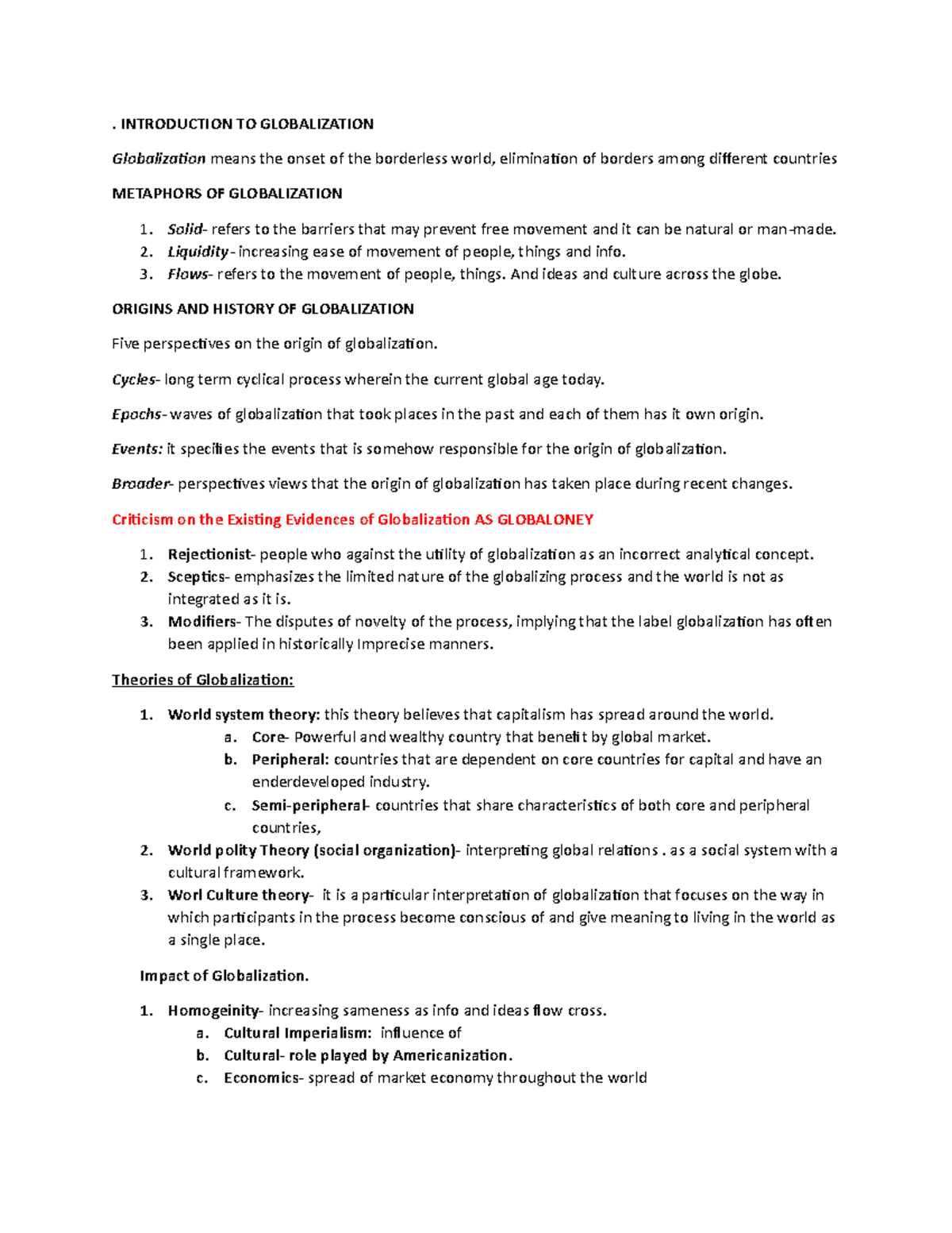 Introduction TO Globalization - . INTRODUCTION TO GLOBALIZATION ...