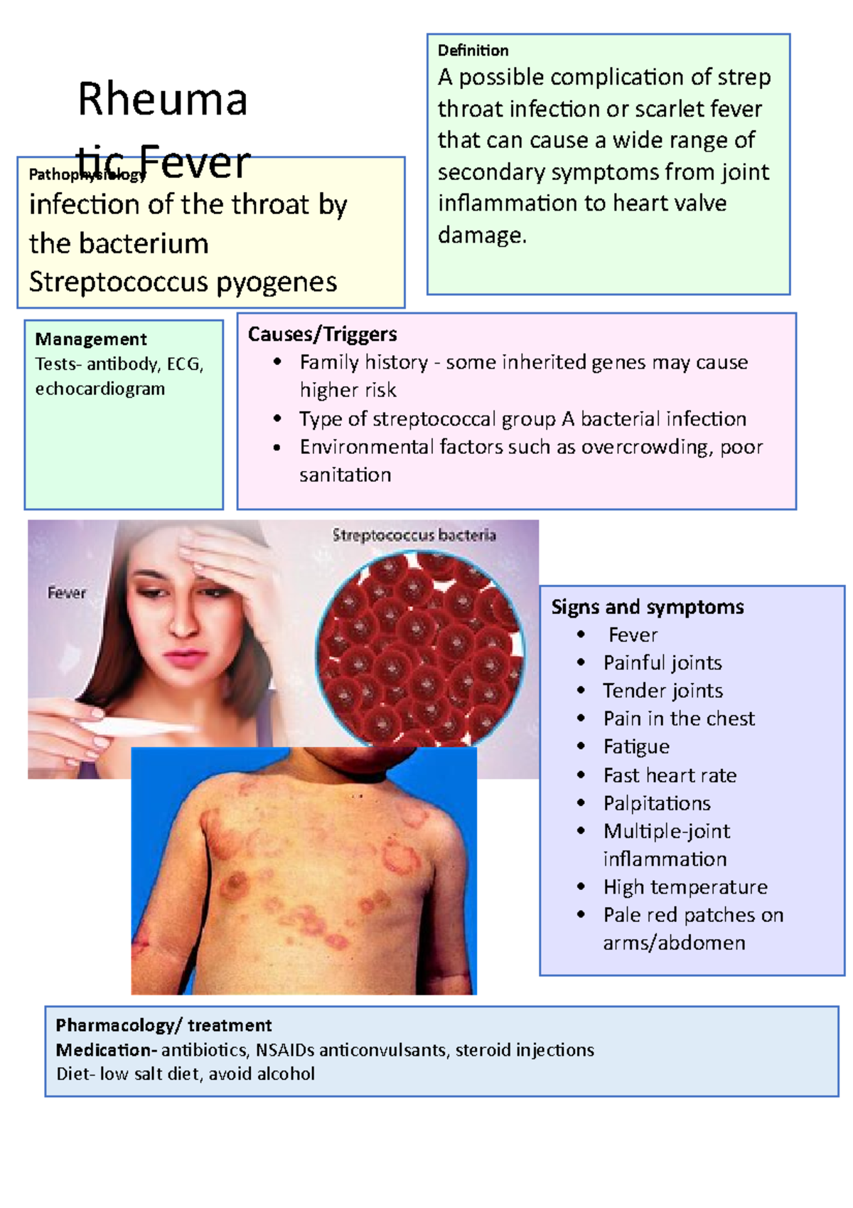 Rheumatic fever - immune condition summary cheat sheet - Rheuma tic ...