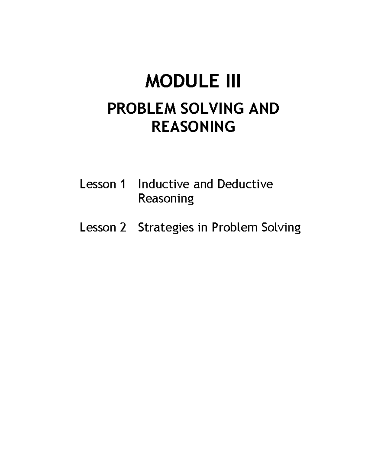 Local media 1432272776320997938 - MODULE III PROBLEM SOLVING AND REASONING Lesson 1 Inductive ...