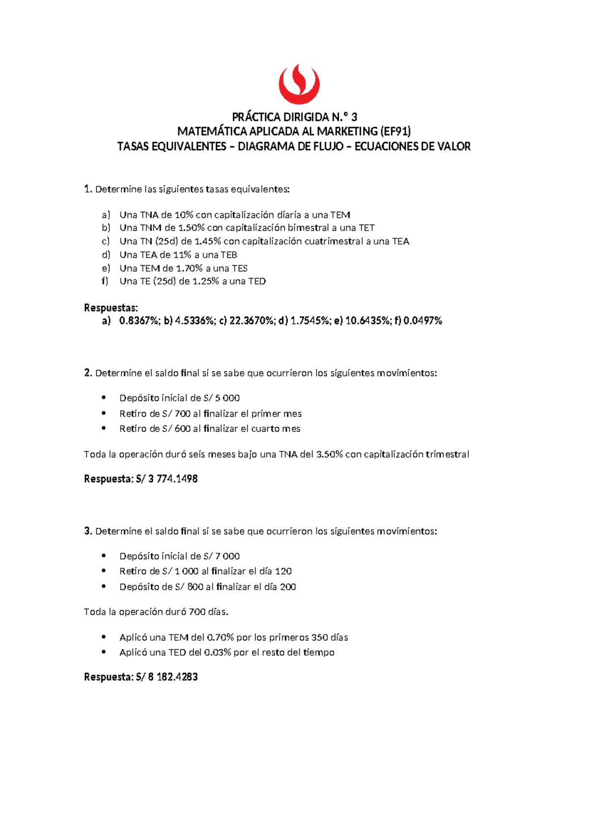 PD3-MAK - pd3 - PRÁCTICA DIRIGIDA N.º 3 MATEMÁTICA APLICADA AL MARKETING (EF91) TASAS ...