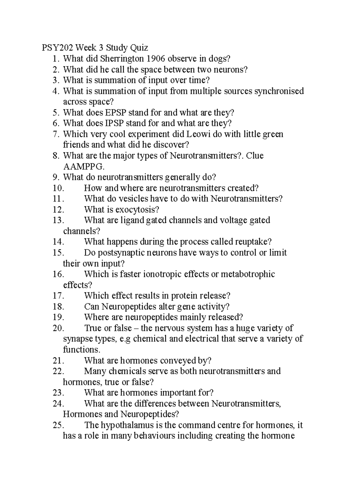 PSY202 Week 3 MCQ - Multichoice quiz - PSY202 Week 3 Study Quiz 1. What ...