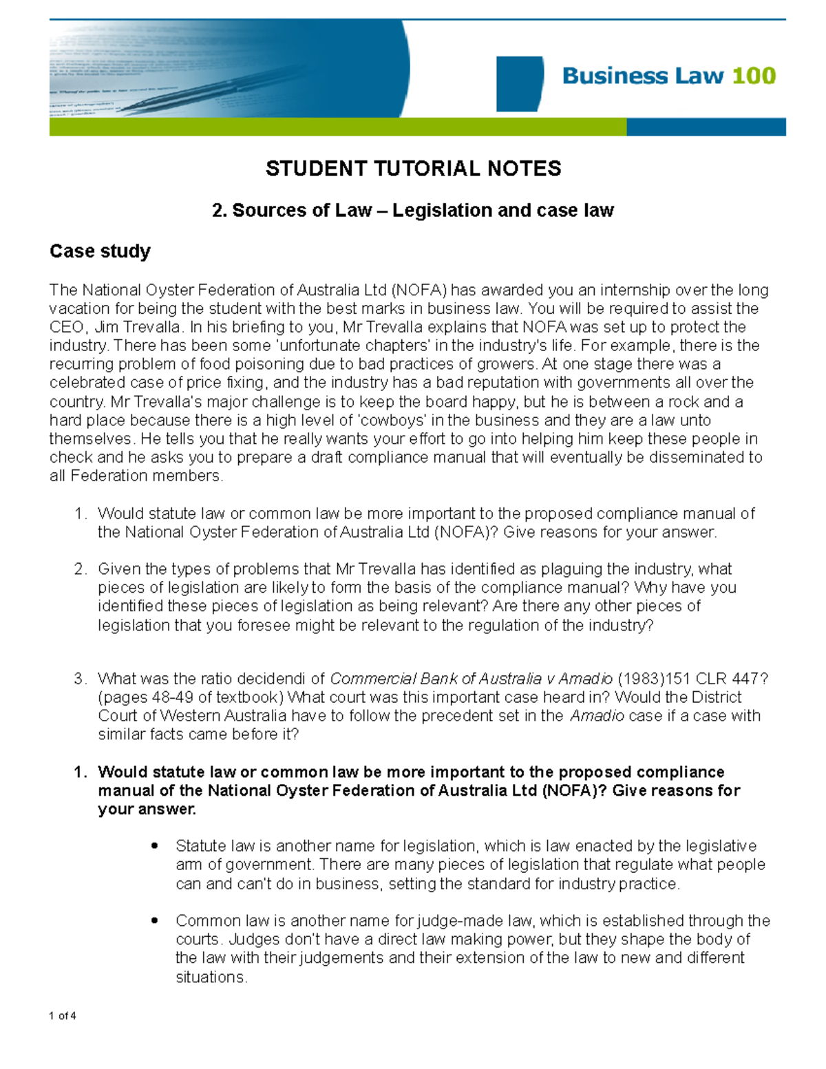 Topic 2 - Student tutorial notes - STUDENT TUTORIAL NOTES 2. Sources of ...