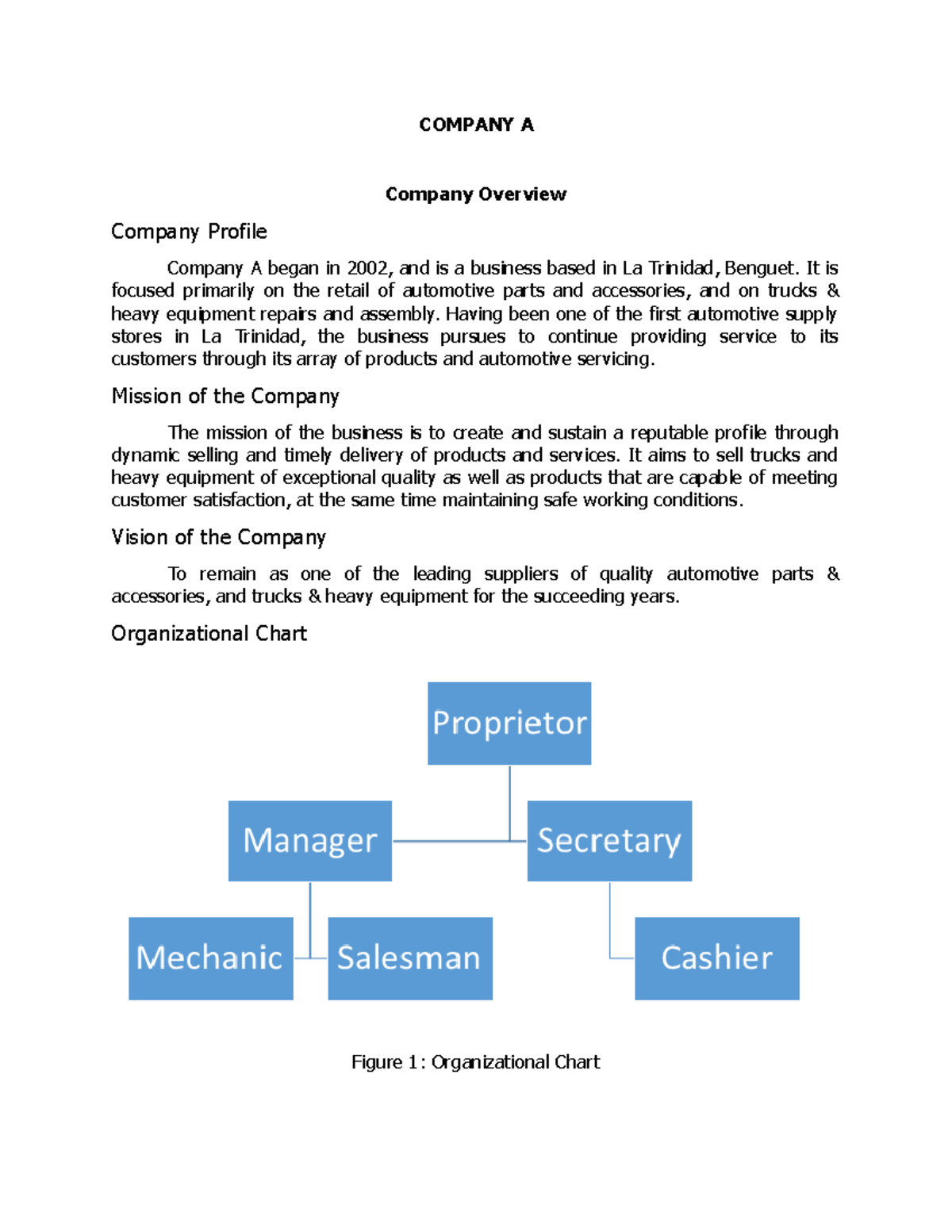 Company A - COMPANY A Company Overview Company Profile Company A began ...