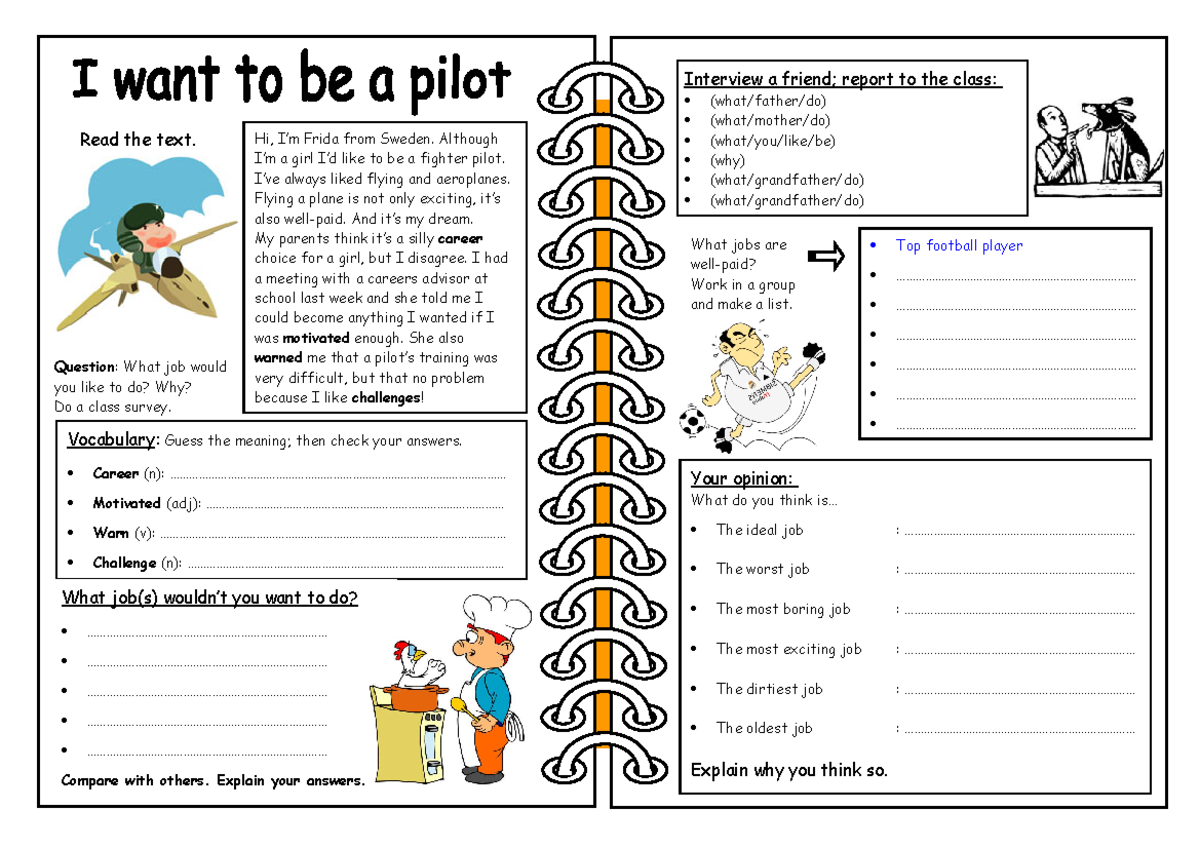 Four-skills-worksheet-i-want-to-be-a-pilot-fun-activities-games 961 ...