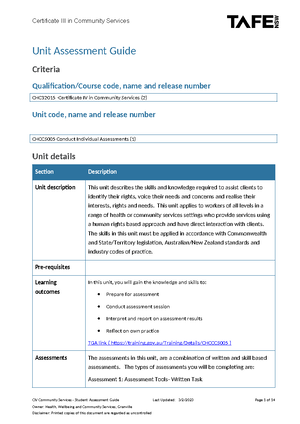 Chcdfv 001 AE Kn2of3 - Assesment document - Assessment event 2 of 3 ...