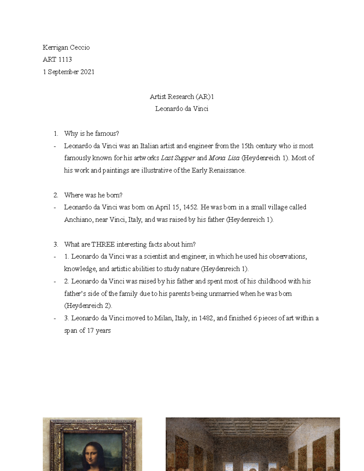 Artist Research (AR)1 - Kerrigan Ceccio ART 1113 1 September 2021 ...