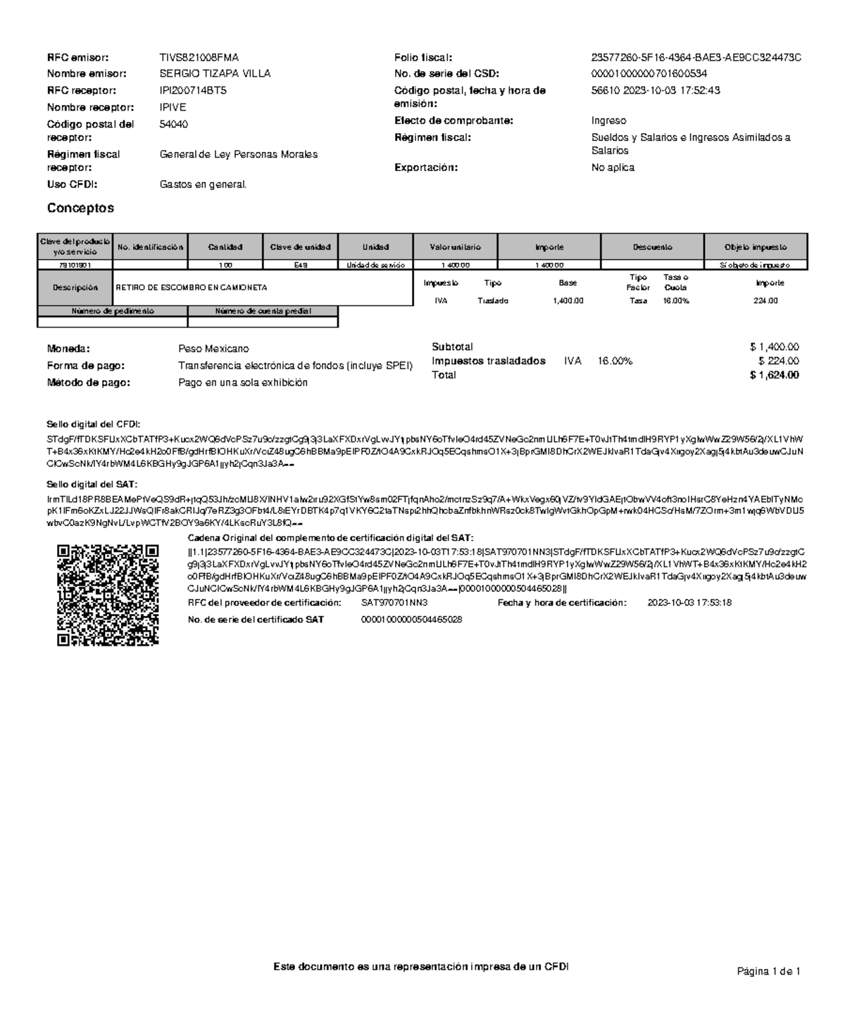 23577260 5f16 4364 bae3 ae9cc324473 c - Nombre emisor: SERGIO TIZAPA ...