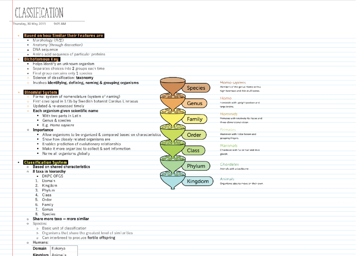 Life Module: Classification - Studocu