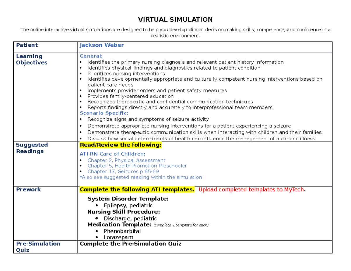 Jackson Weber- Pediatric v Sim Assignment Instructi - VIRTUAL ...