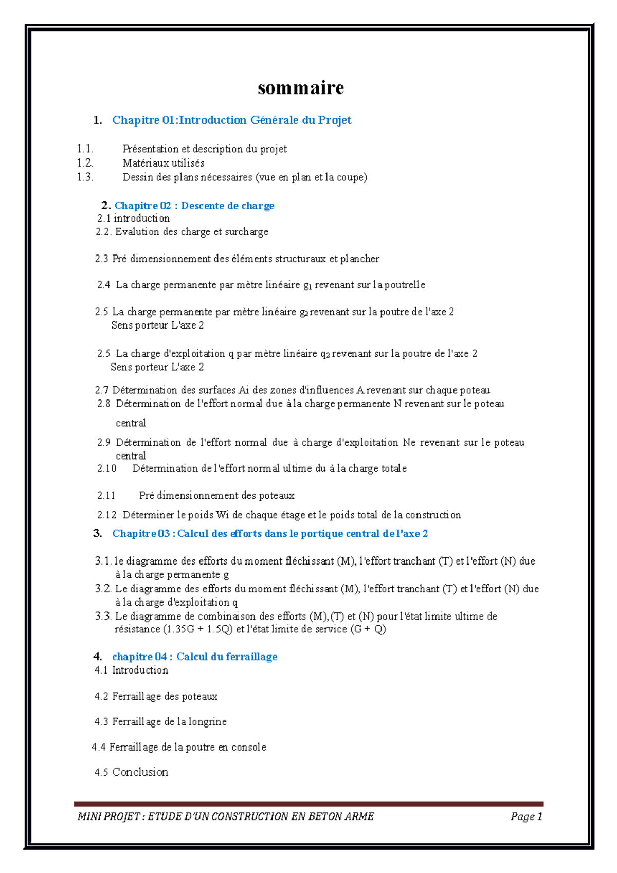 Mémoire GC - Projet fin de cycle - sommaire Chapitre 01:Introduction ...