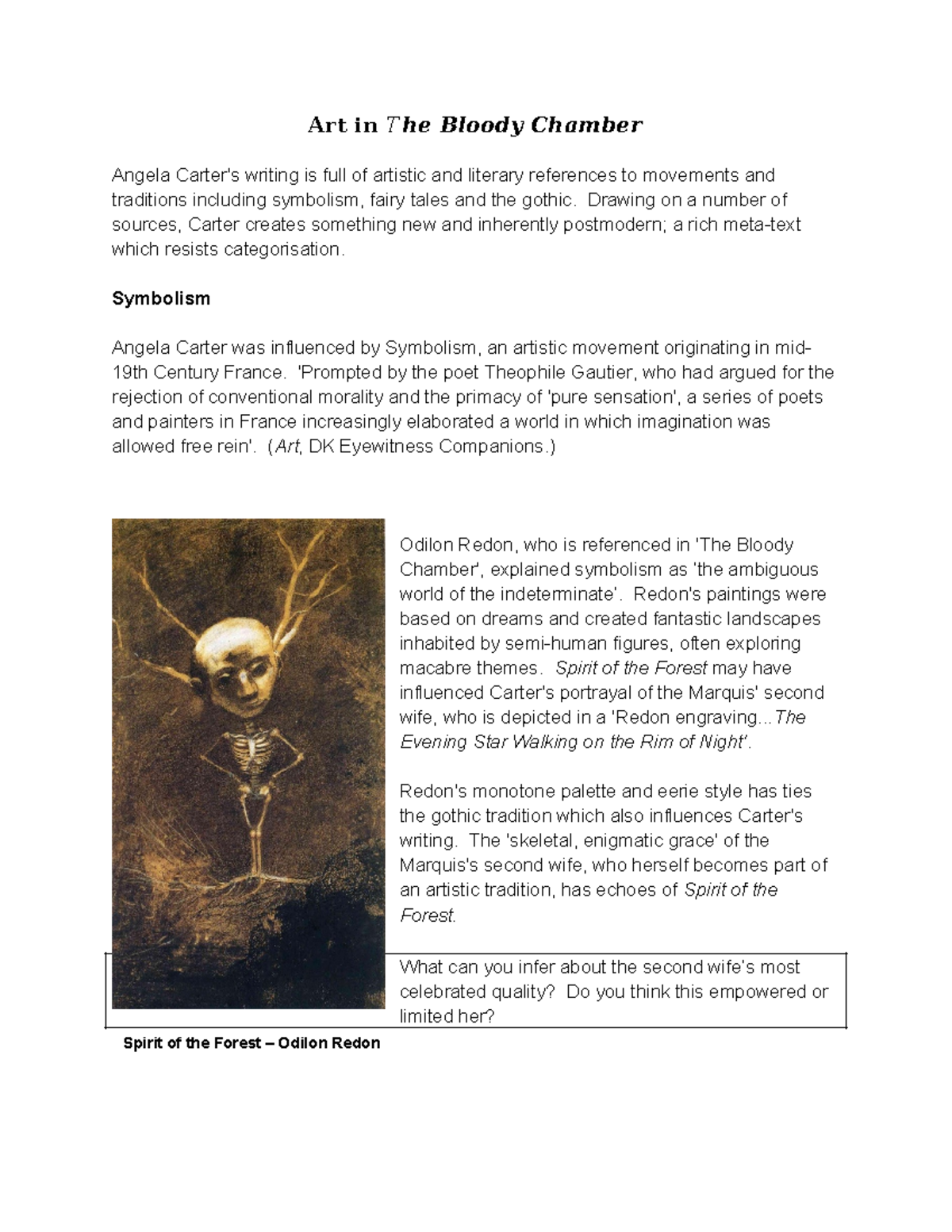 Art in the bloody chamber - Art in The Bloody Chamber Angela Carter's ...