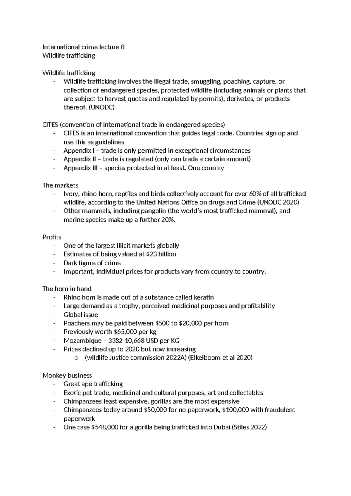 International crime lecture 8 - (UNODC) CITES (convention of ...