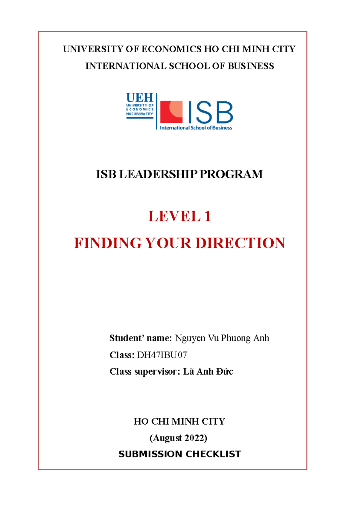 Submission package 1 - UNIVERSITY OF ECONOMICS HO CHI MINH CITY ...