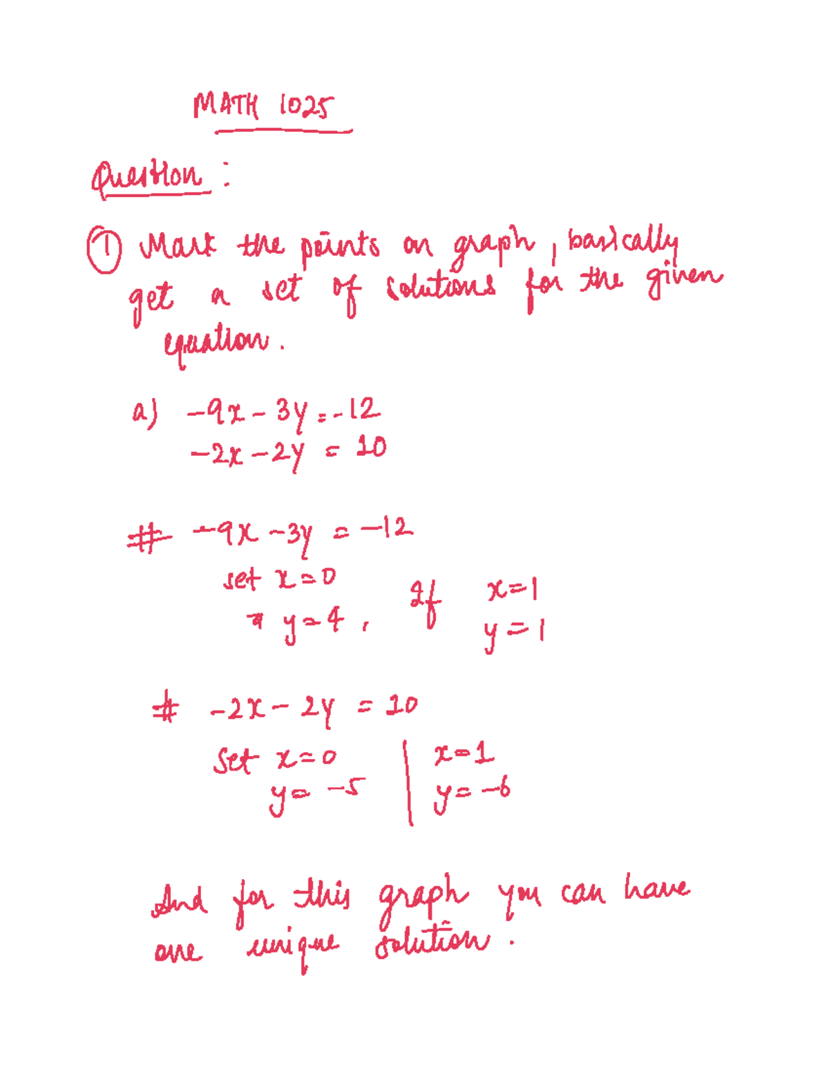 Math 1025 que 2 - INCLUDES A COUPLE OF QUESTIONS OF GRAPHING LINEAR EQUATIONS - MATHIO Question ...