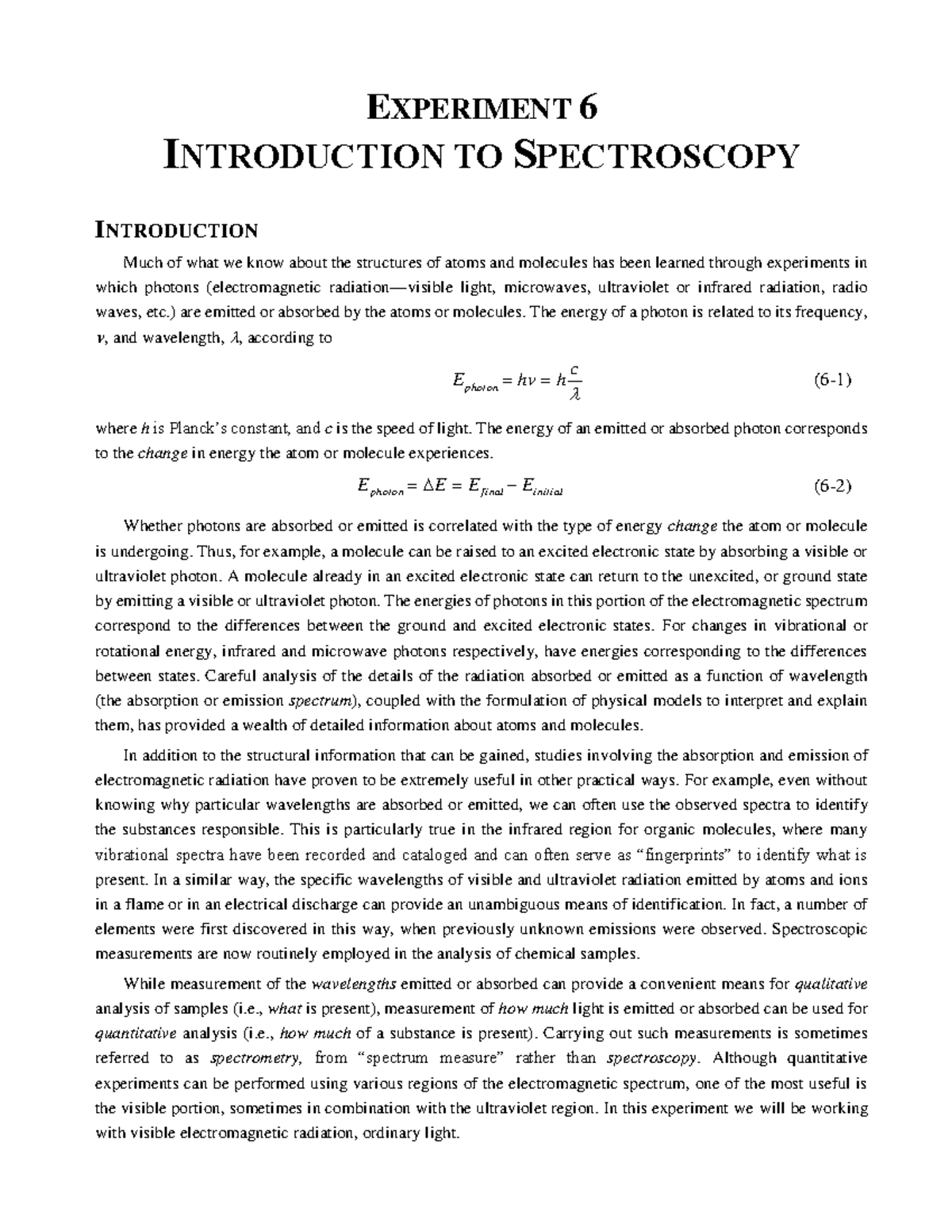 Uof C GL06 Lab - This is the lab manual from Chem 21 - EXPERIMENT 6 ...