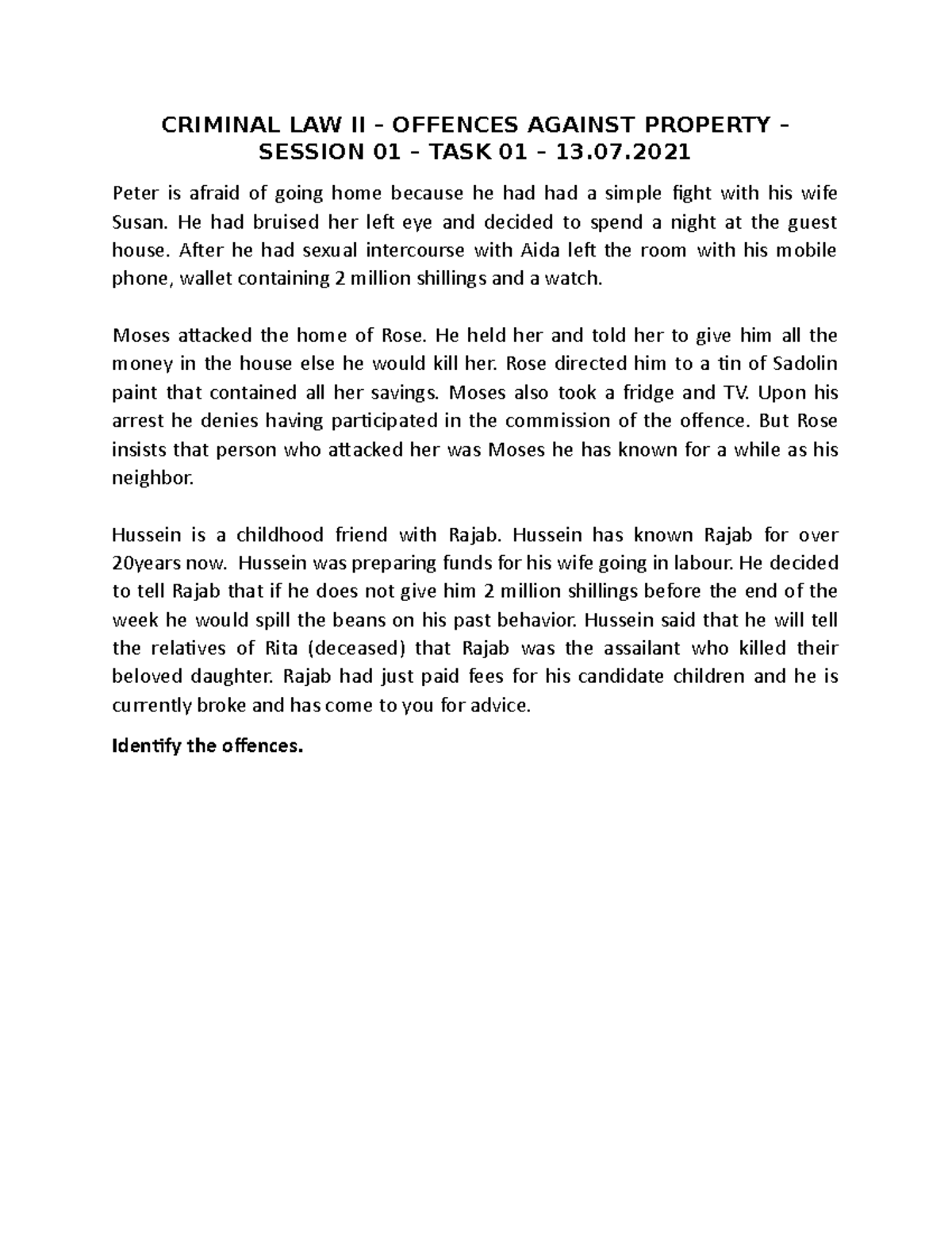 9752 - Offences Against PROPERTY criminal law 11 guidance notes ...