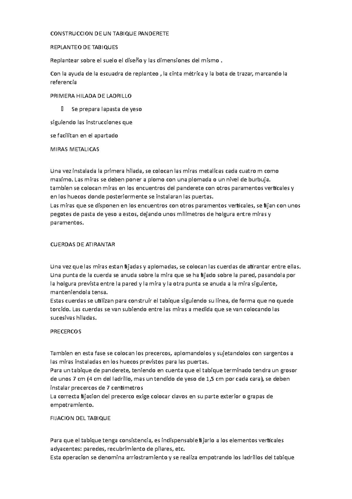 Construccion DE UN Tabique Panderete - CONSTRUCCION DE UN TABIQUE ...