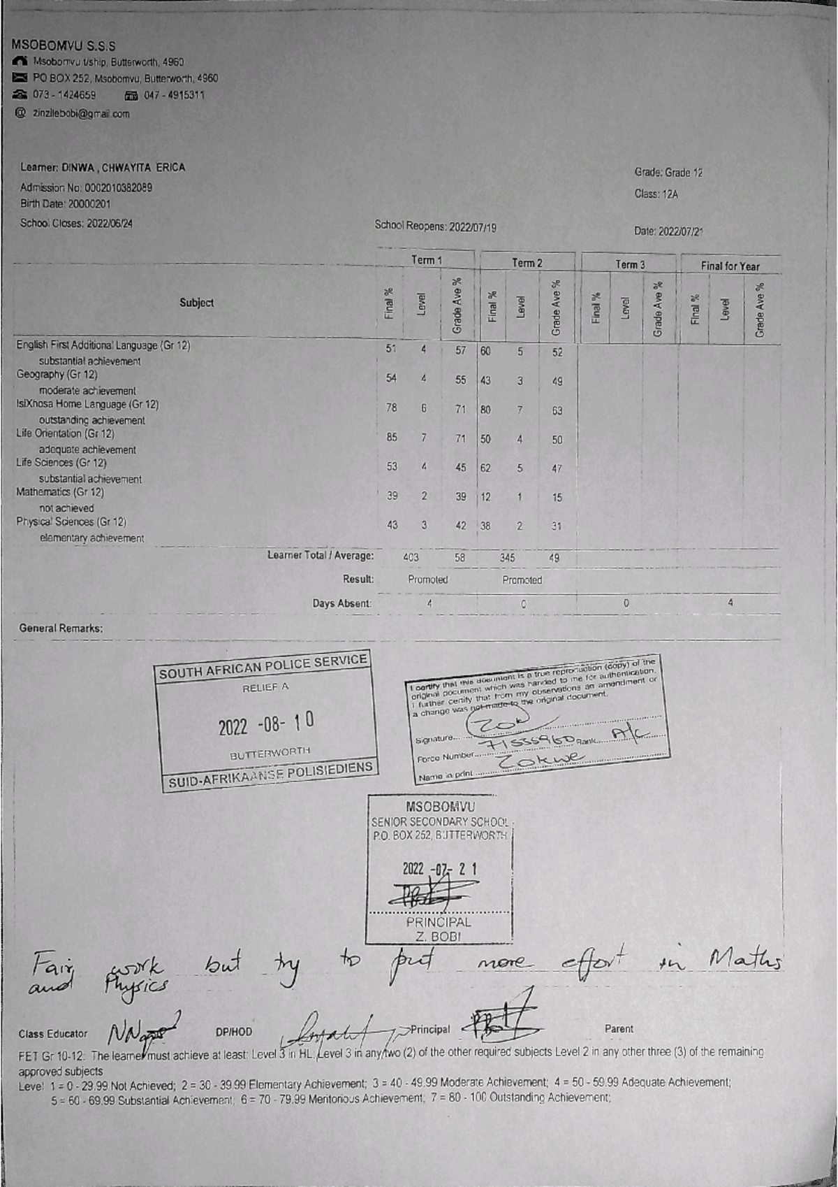 Grade 12 report - hmj - TSK15PO - Studocu
