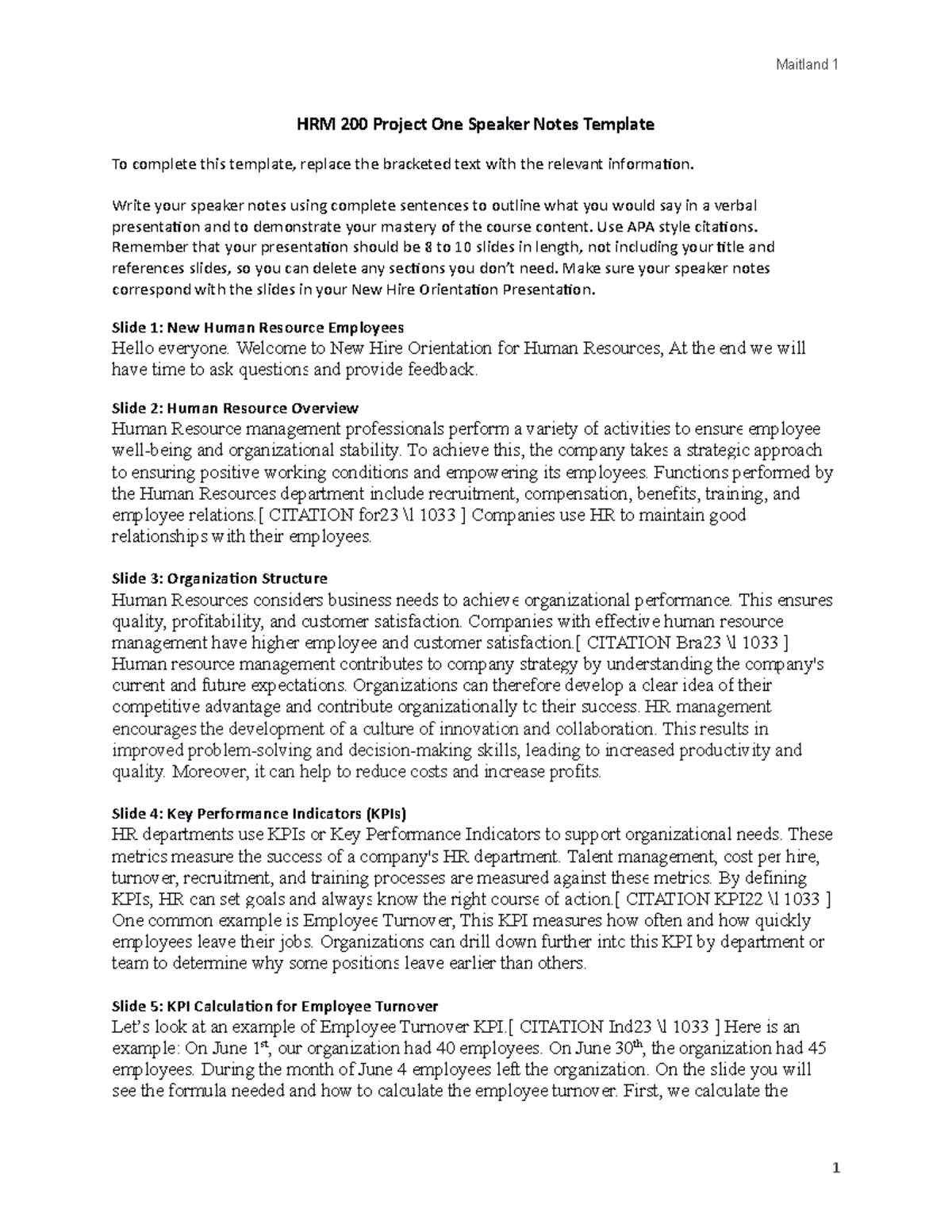 Samantha Maitland HRM-200 Module Five Project One - HRM 200 Project One ...