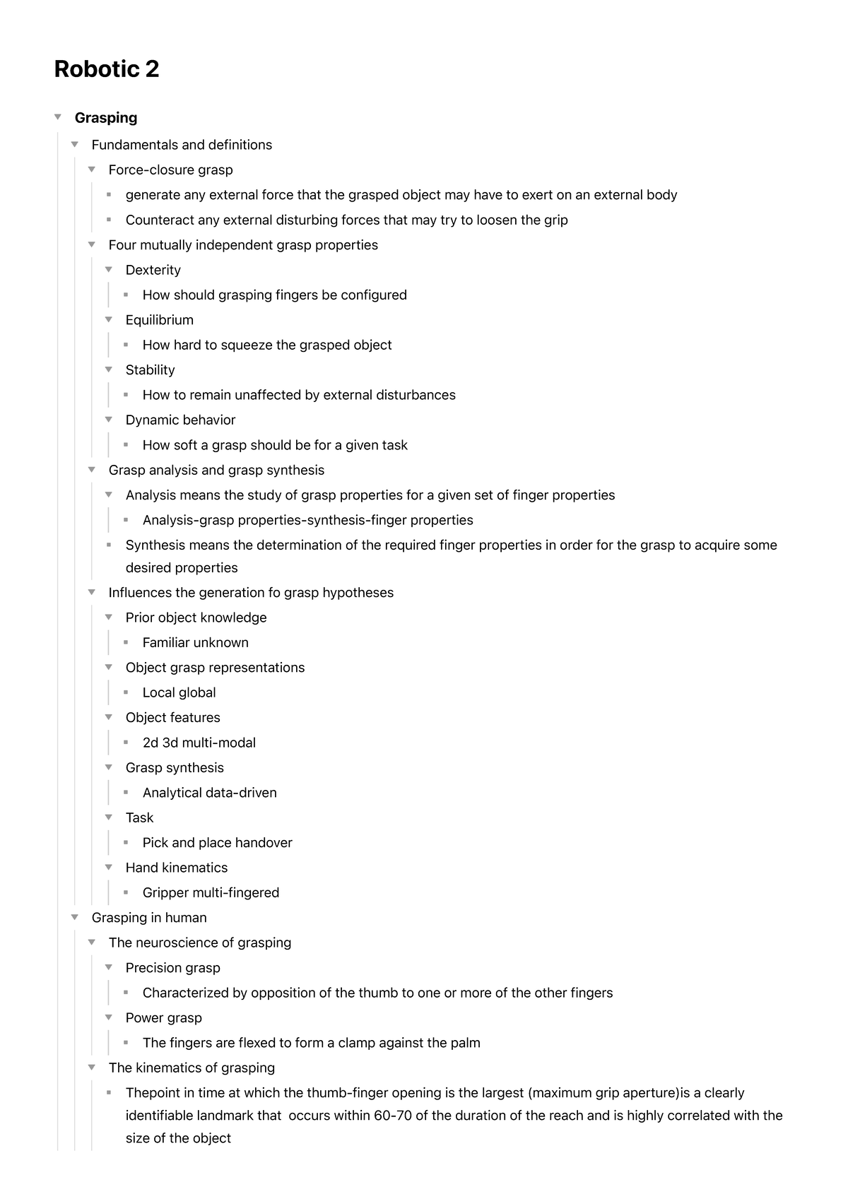 Robotik 2 summary xmind - Robotic 2 Grasping Fundamentals and ...