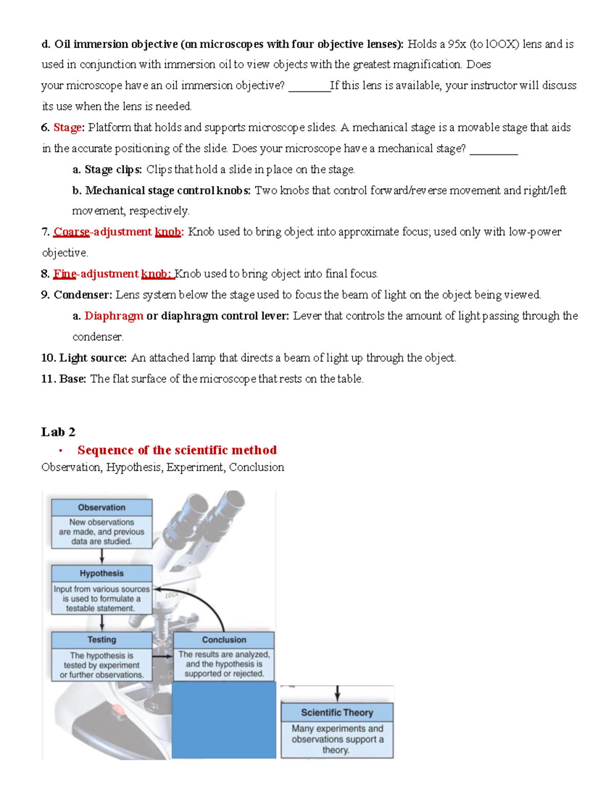 Comprehensive Lab Final 3 - d. Oil immersion objective (on microscopes with four objective ...