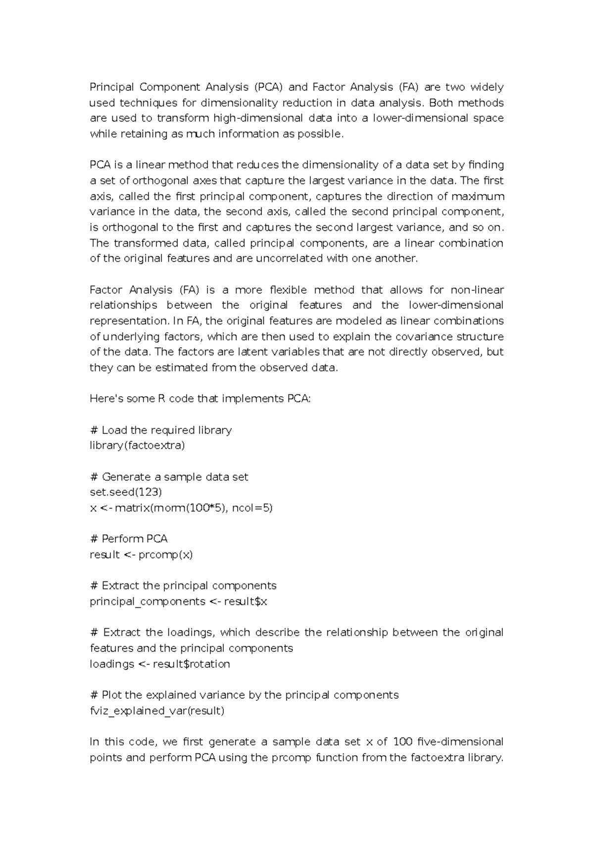 PCA AND factor analysis - Principal Component Analysis (PCA) and Factor ...