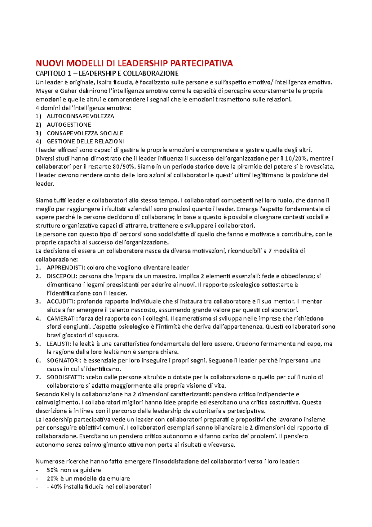 Nuovi Modelli DI Leadership Partecipativa - NUOVI MODELLI DI LEADERSHIP ...