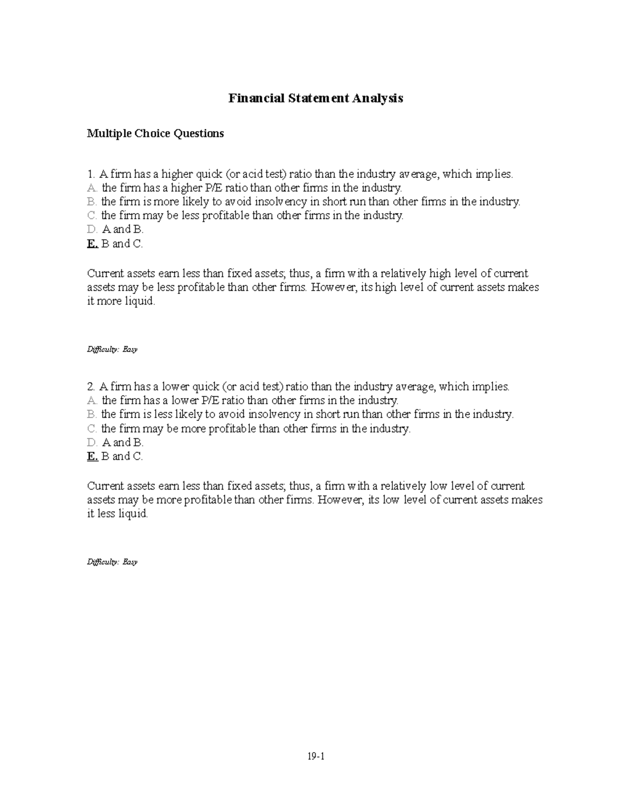 Sample/practice exam 1 April 2018, questions and answers - Financial ...