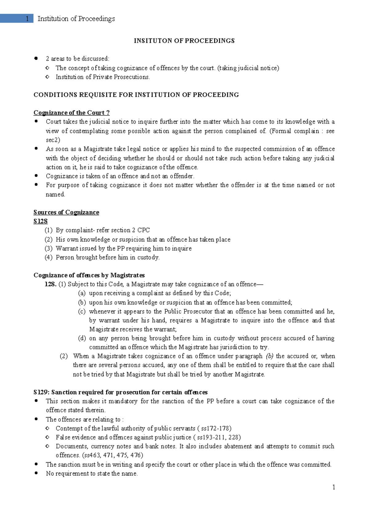 Institute-proceedings - INSITUTON OF PROCEEDINGS 2 areas to be ...