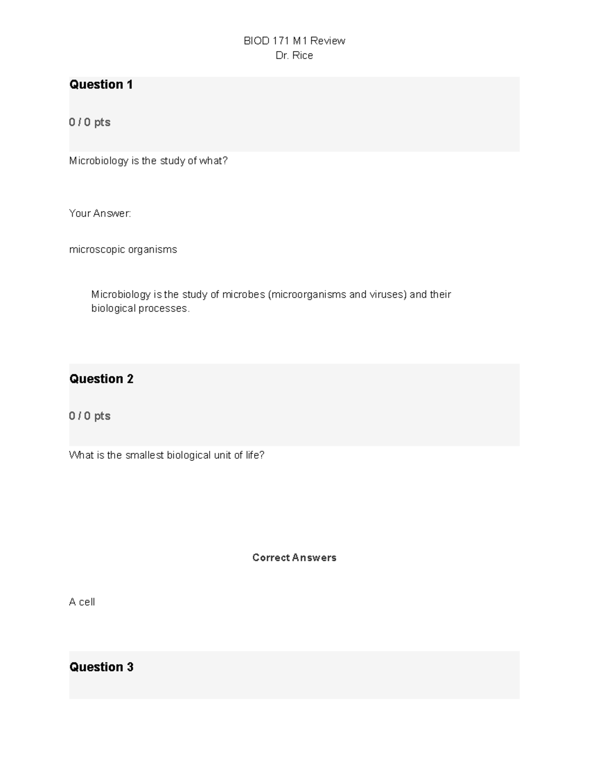 BIOD 171 M1 Review Problem Set - Dr. Rice Question 1 0 / 0 pts ...